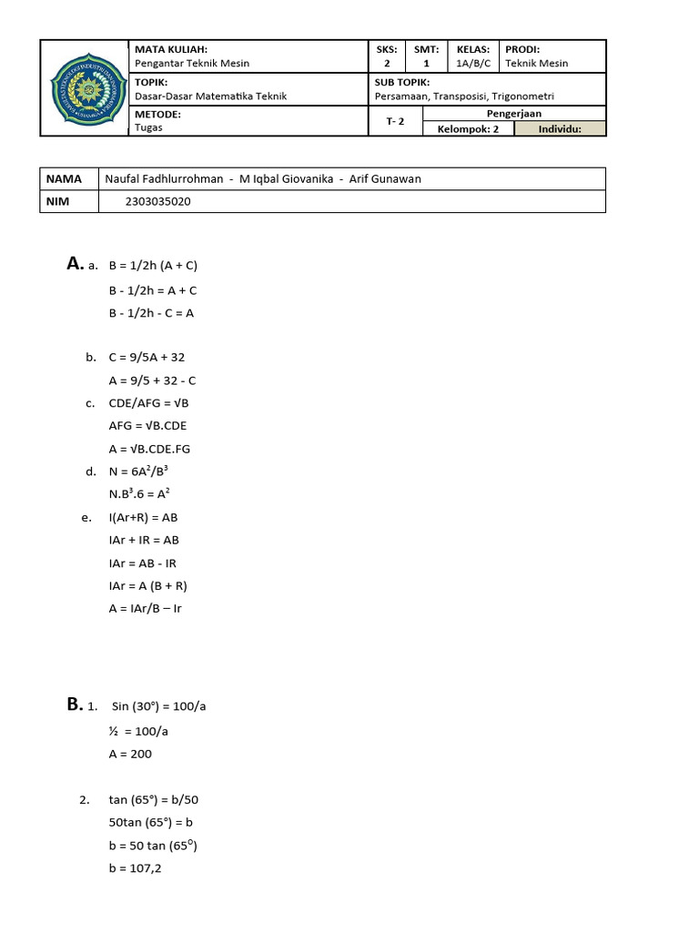 Lembar Jawaban Tugas | PDF