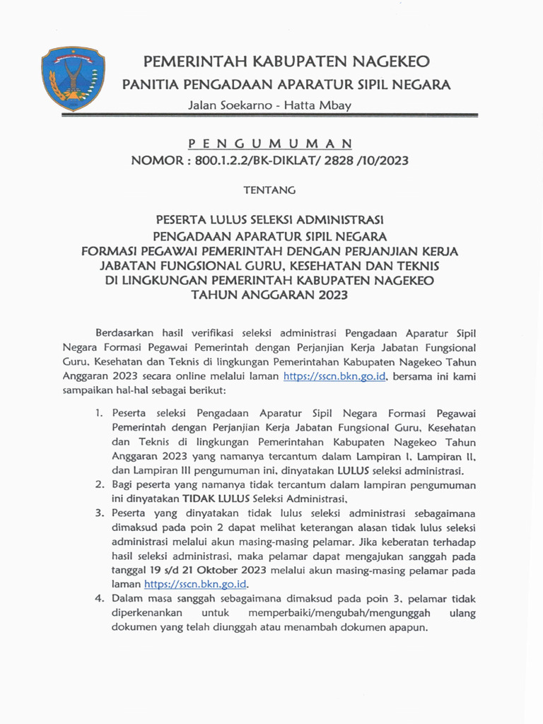 Pengumuman Pra Sanggah Administrasi PPPK 2023 | PDF Pengumuman Pra Sanggah Administrasi PPPK 2023 | PDF