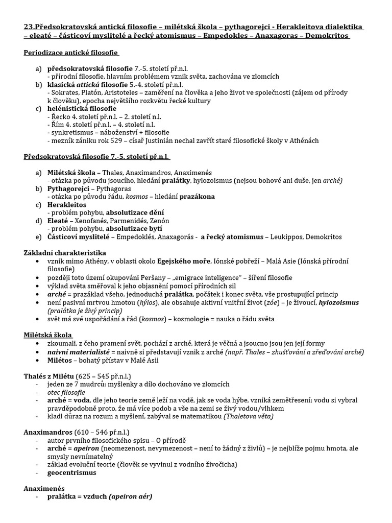 23.předsokratovská Filosofie | PDF