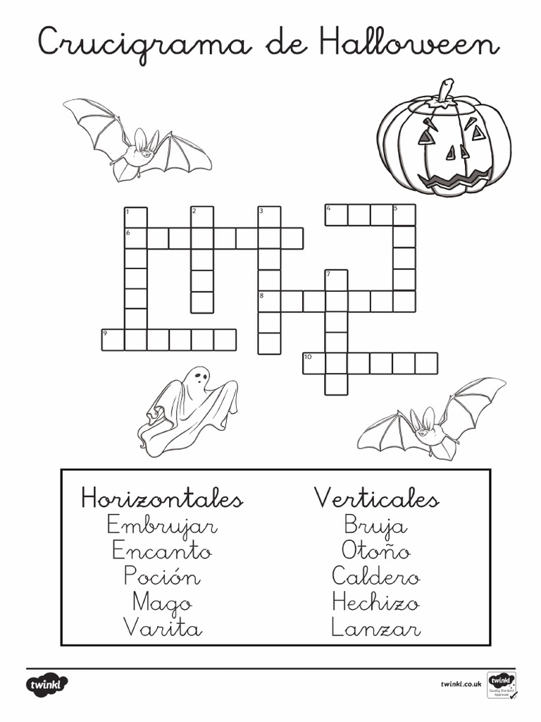 Crucigrama De Halloween Crucigrama De Halloween En Español