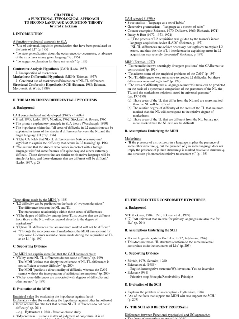 A Functional-Typological Approach To SLA | PDF | Second Language ...