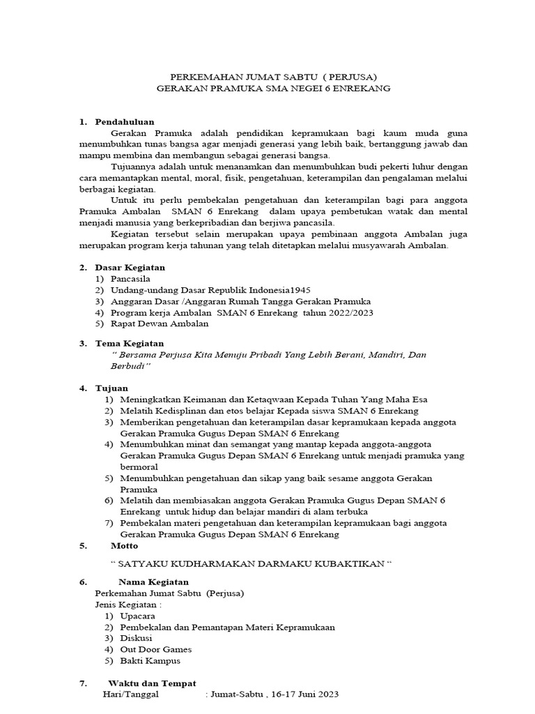 Perjusa: Pembinaan Pramuka SMAN 6 Enrekang | PDF