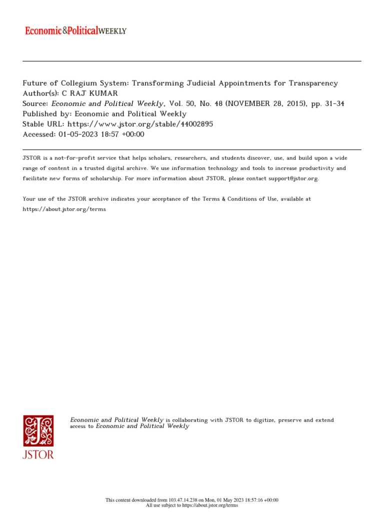 Future of Collegium System Transforming Judicial Appointments For ...