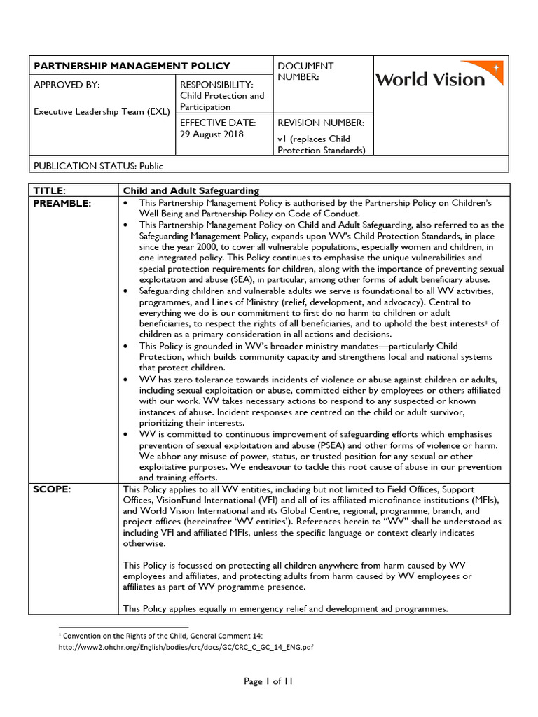 Safeguarding Management Policy 2019 | PDF | Child Protection ...