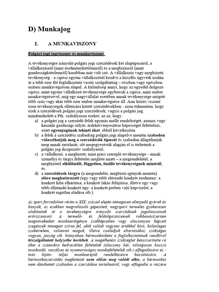Munkajog Jegyzet | PDF