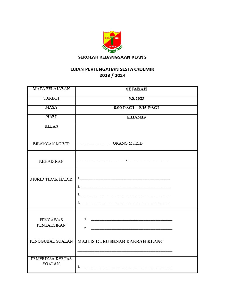 Cover Bungkusan Soalan | PDF