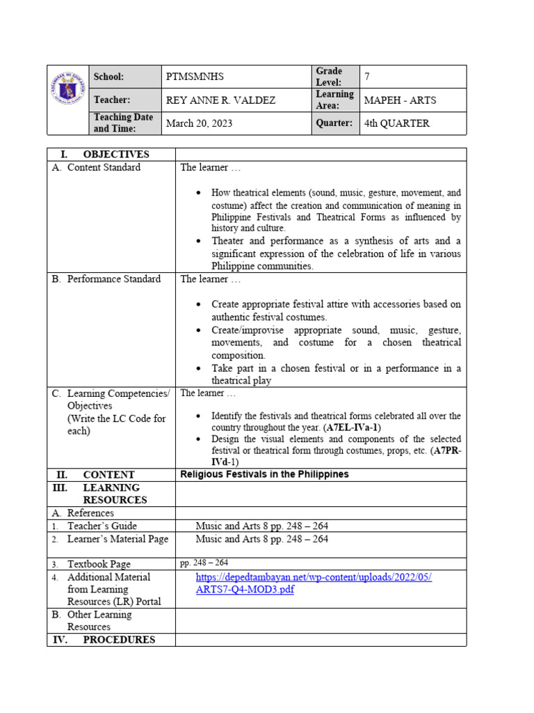 Arts Final Demo DLP | PDF | Cebu | Philippines