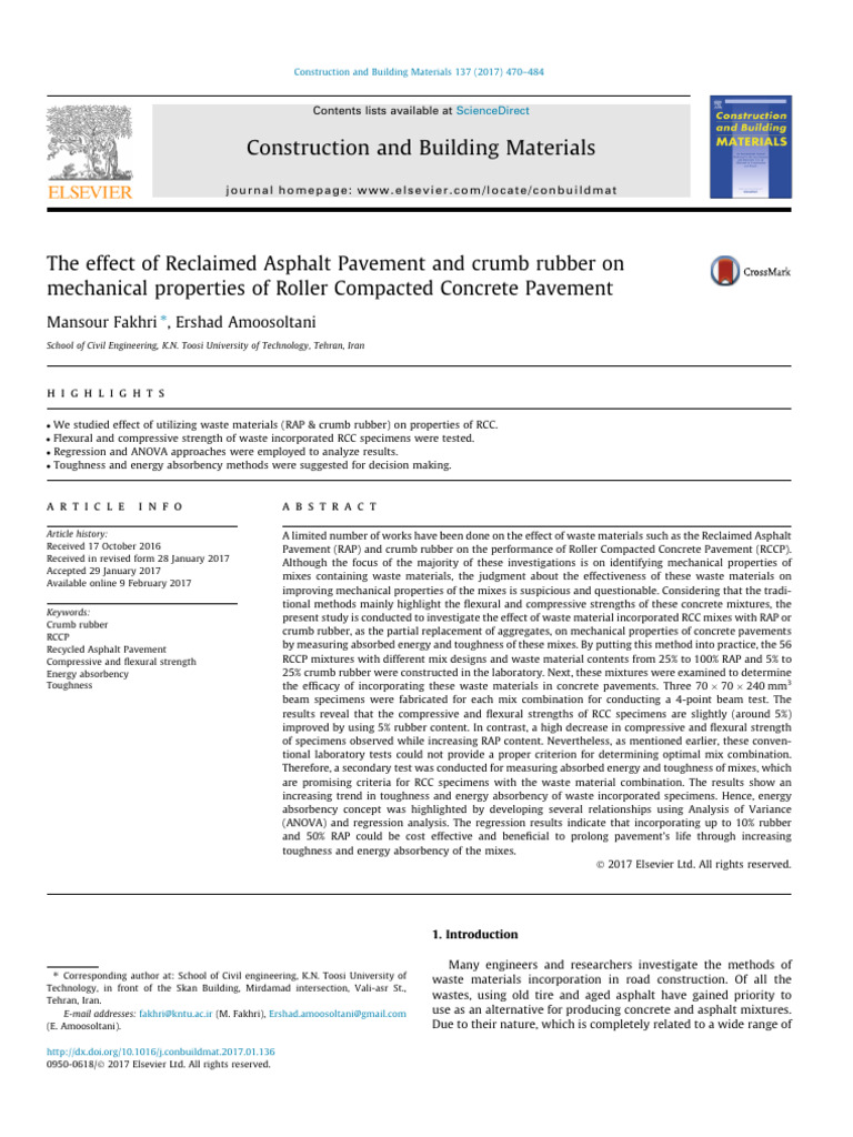 The Effect of Reclaimed Asphalt Pavement and Crumb Rubber On Mechanical ...