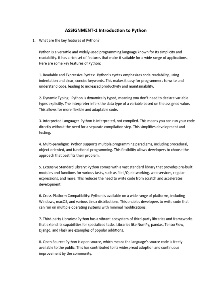 Module 1 Introduction To Python Assignment Pdf Python Programming Language Software