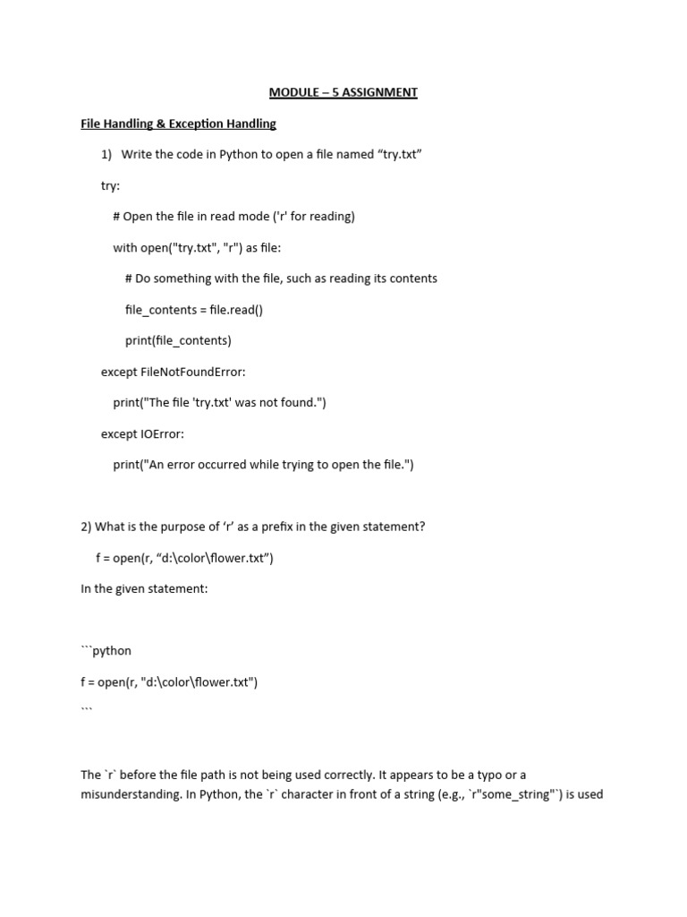Module 5 File - Exception Handling | PDF | Computer Programming | Computing Module 5 File - Exception Handling | PDF | Computer Programming | Computing