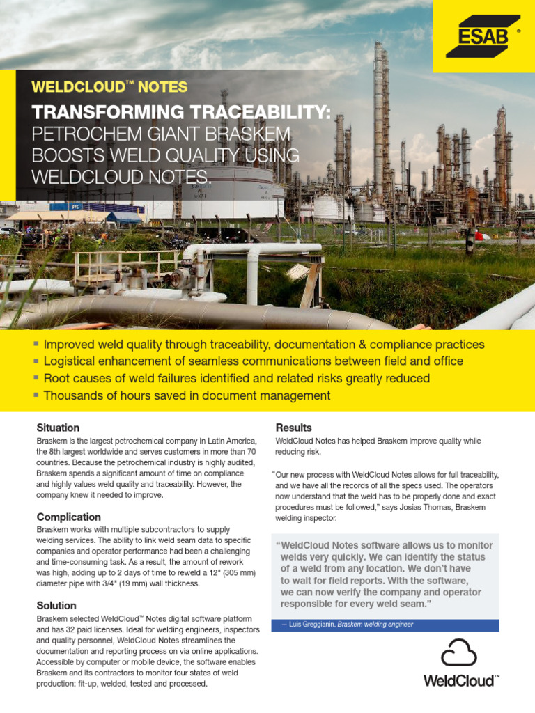 Xa00238921 Esab Weldcloud Braskem LC Study | PDF | Nondestructive ...