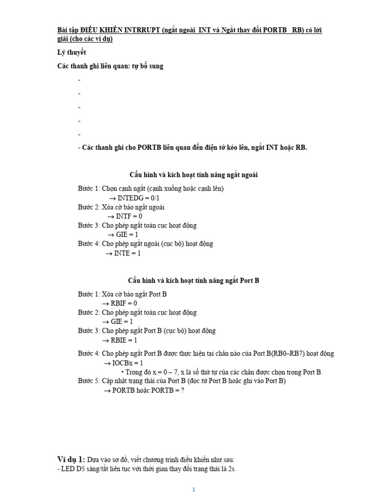 Gui ví dụ và BT phần ngắt | PDF