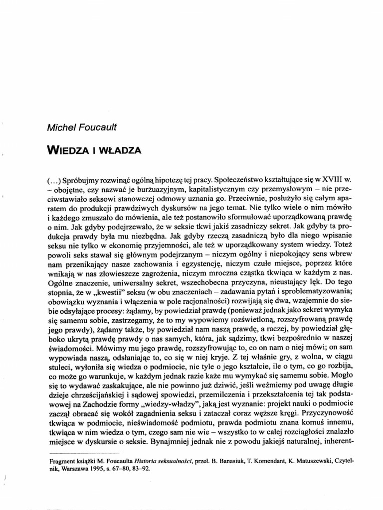 M. Foucault - Wiedza i władza [w. Współczesne teorie socjologiczne r. VIII - Teorie konfliktu i ...