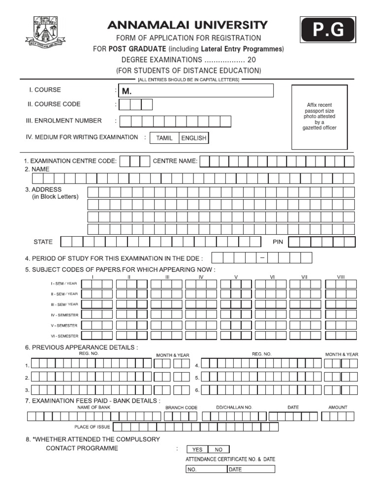 Application for PG Degree Registration | PDF | Educational Stages ...
