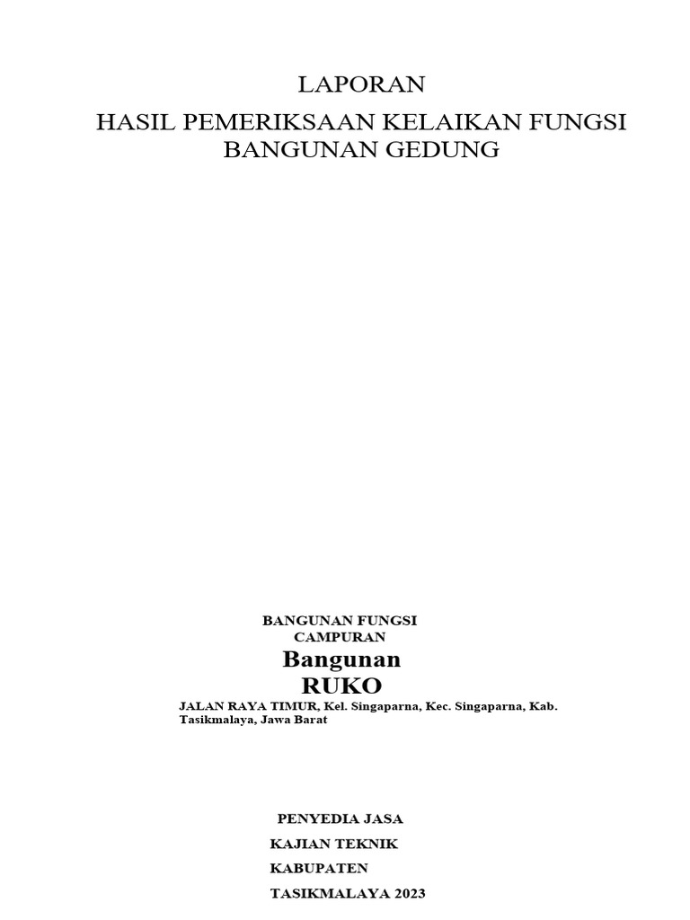 KAJIAN SLF Format Ruko Singaparna Ok | PDF