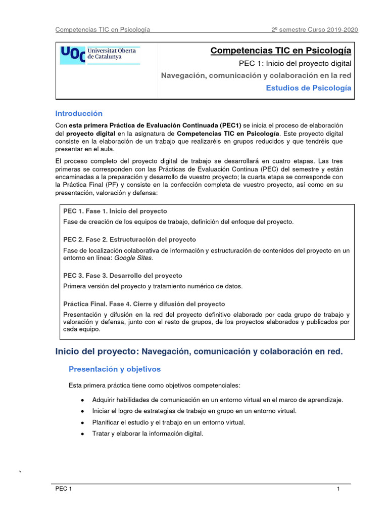Pec 1 - Tic | PDF | Evaluación | Planificación