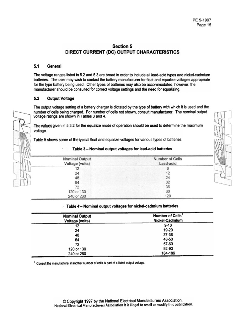 Hoja NEMA PE 5-1997 | PDF | Voltage | Direct Current