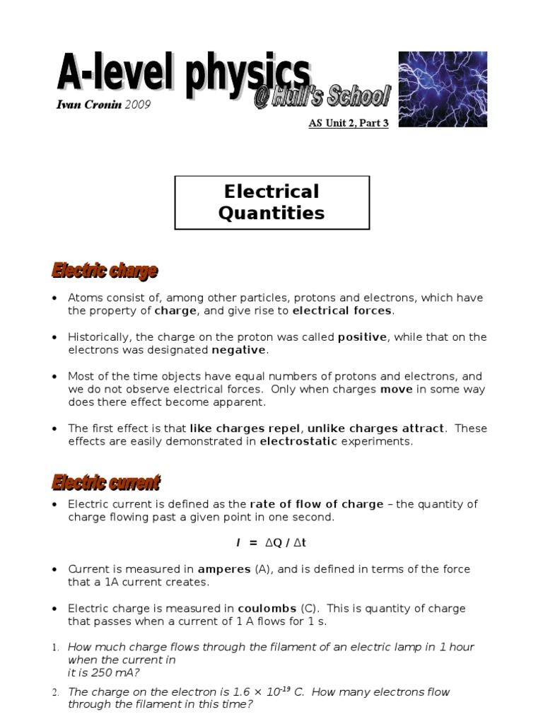Understanding Electrical Quantities | PDF | Electric Current ...