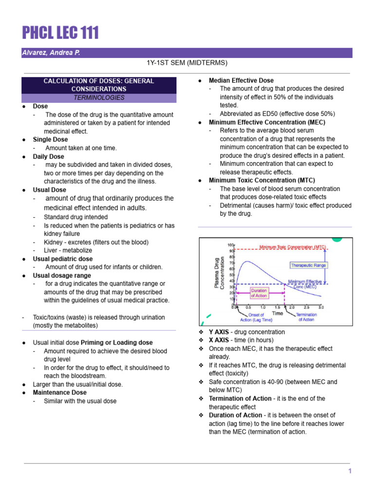 PHCL Lec | PDF | Dose (Biochemistry) | Chemistry