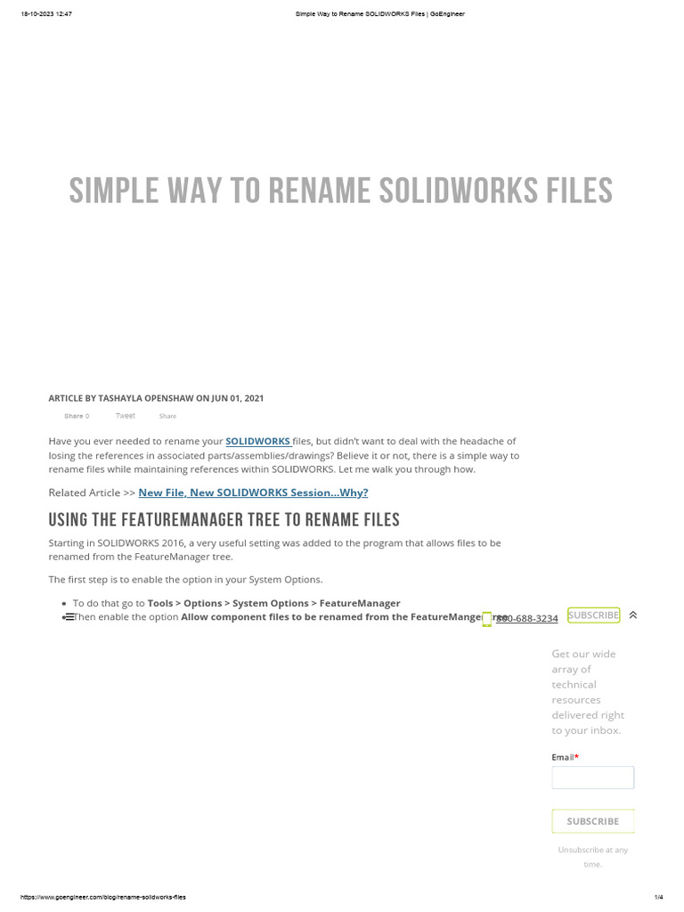 Simple Way To Rename SOLIDWORKS Files - GoEngineer | PDF | Computer File | Computer Aided Design