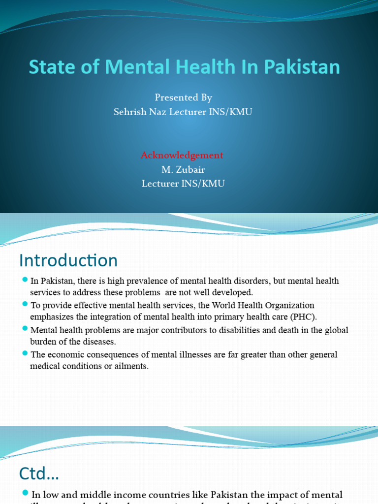 Unit 1 Mental Health In Pakistan Pdf Mental Disorder Psychiatry