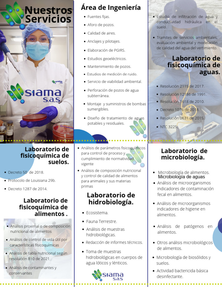 Brochure Siama | PDF | Agua | Laboratorios