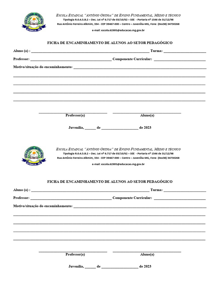 Ficha de Encaminhamento - Alunos | Download grátis PDF | Ensino ... Ficha de Encaminhamento - Alunos | Download grátis PDF | Ensino ...