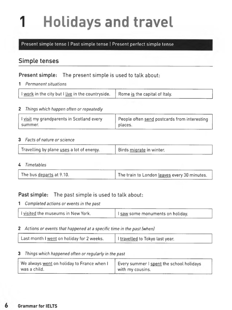 Holidays and Travel: Simple Tenses | PDF | Spacetime | Language Mechanics