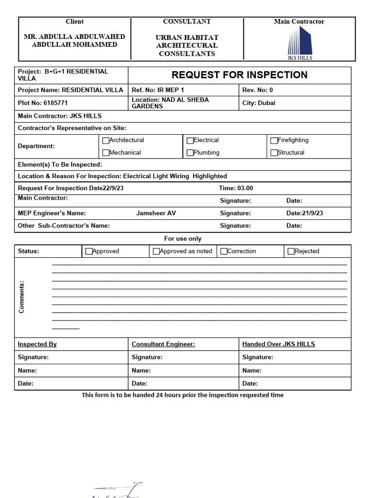 Inspection Requests NAD AL SHEBA | PDF | Real Estate | Architectural Design