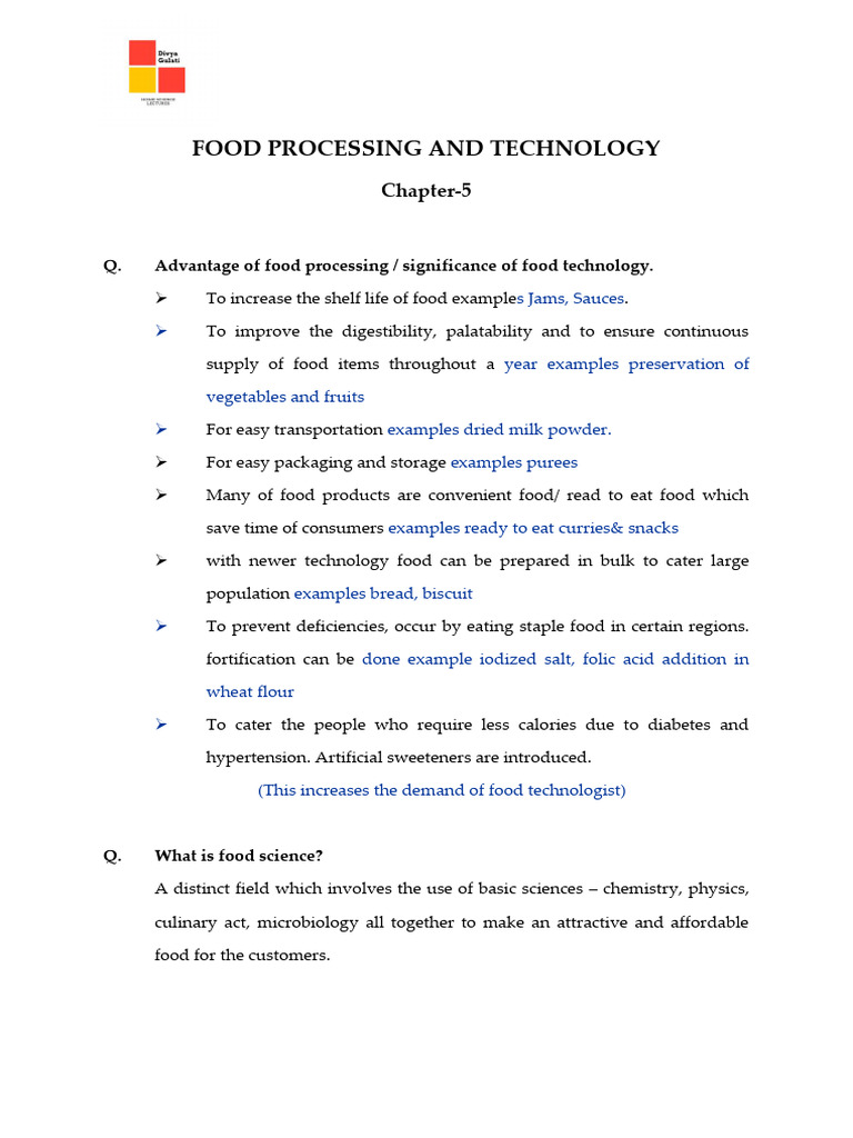 CHAP-5 Notes For Food Processing and Technology | PDF | Foods | Food ...