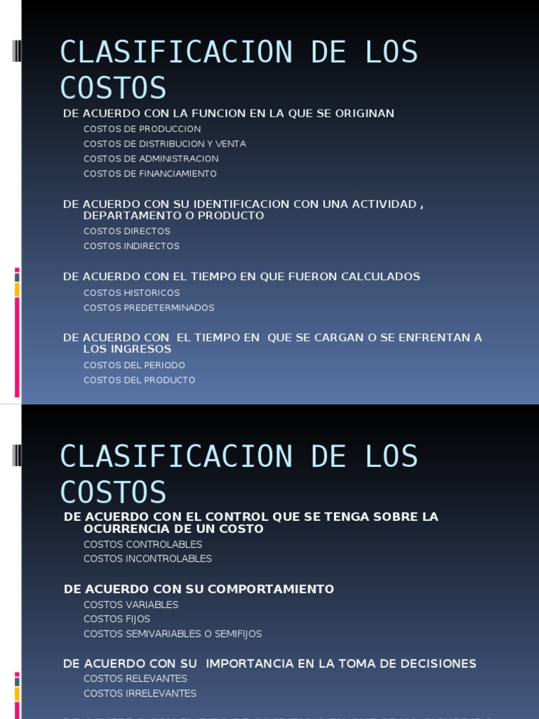 Clasificacion de Los Costos | PDF | Costo | Economias