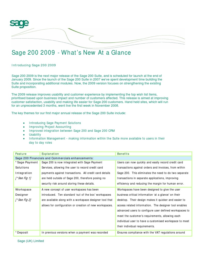 Sage200v6002009New Features Guide | PDF | Customer Relationship ...