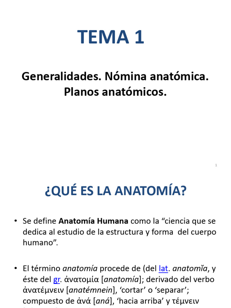 Tema 1 | PDF | Términos anatómicos de ubicación