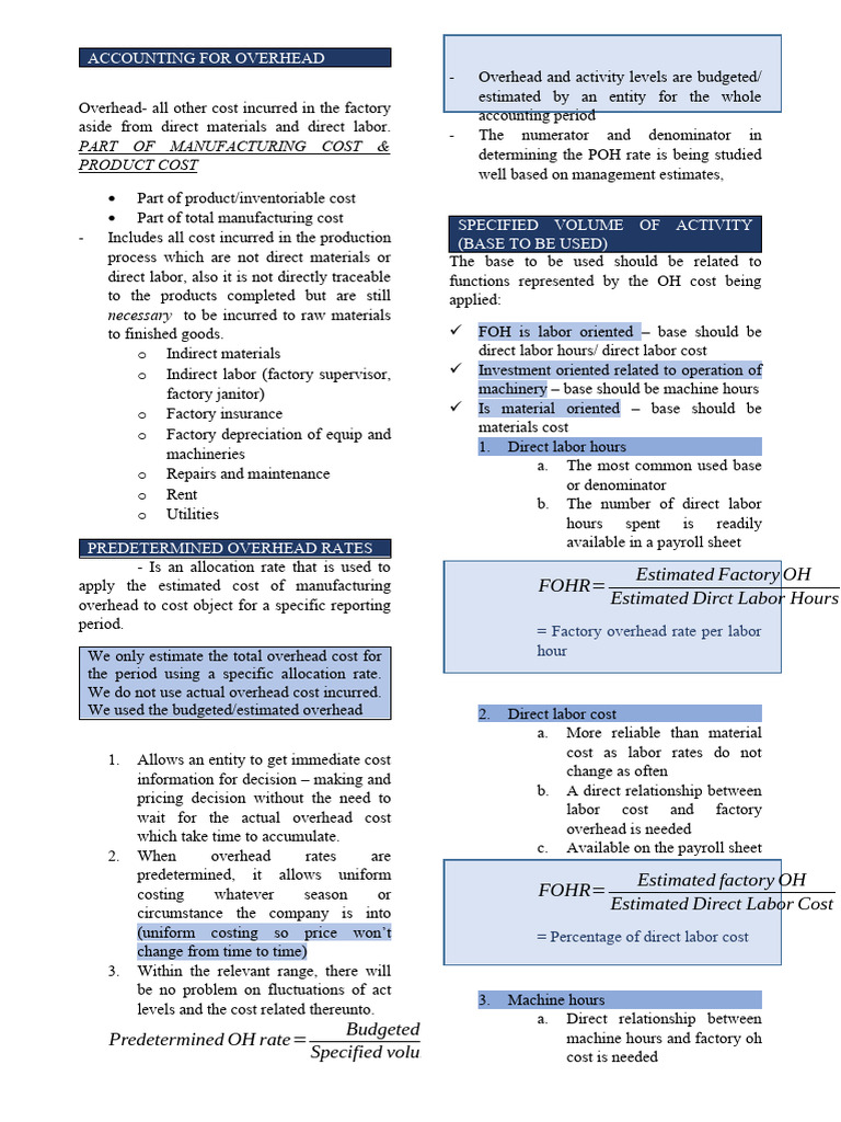Accounting For Overhead | PDF | Cost | Accounting