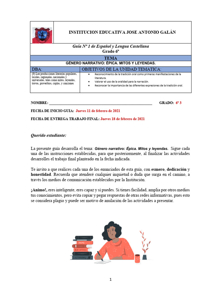 Guia 1 Español Grado 6º 3 Descargar Gratis Pdf