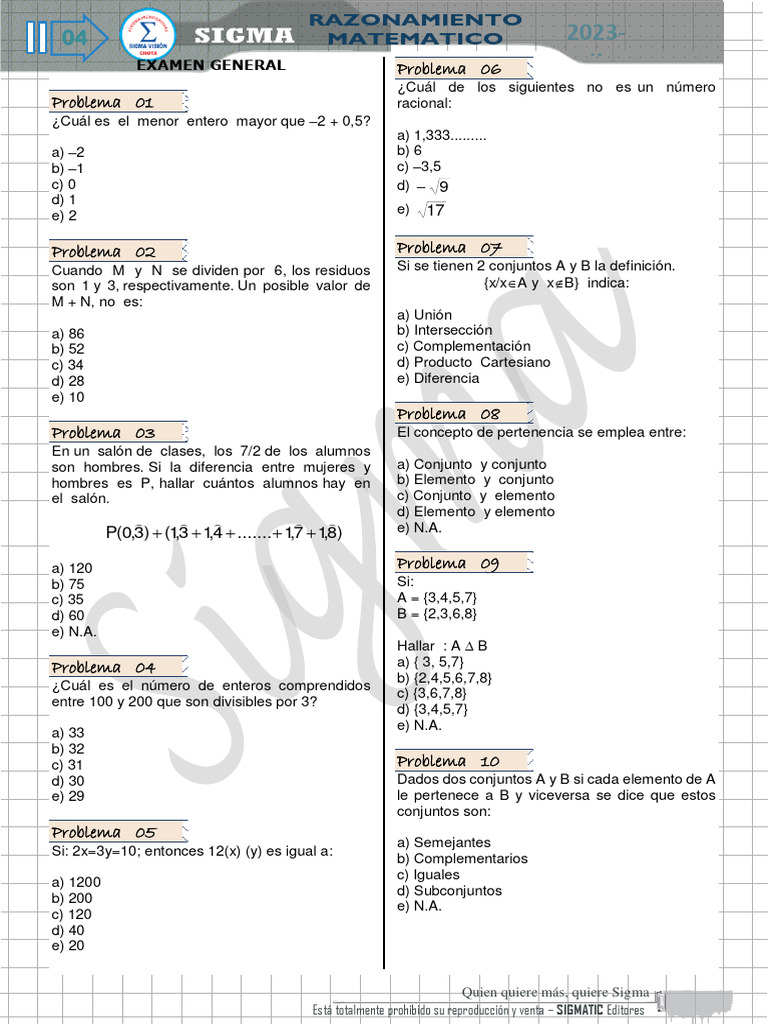 Examen 1ro | PDF | Matemáticas