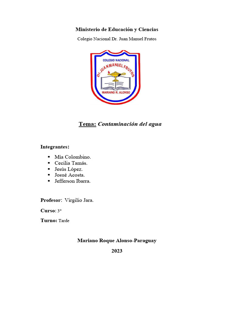 Proyecto Final 7.0-1 | PDF | Agua | La contaminación del agua