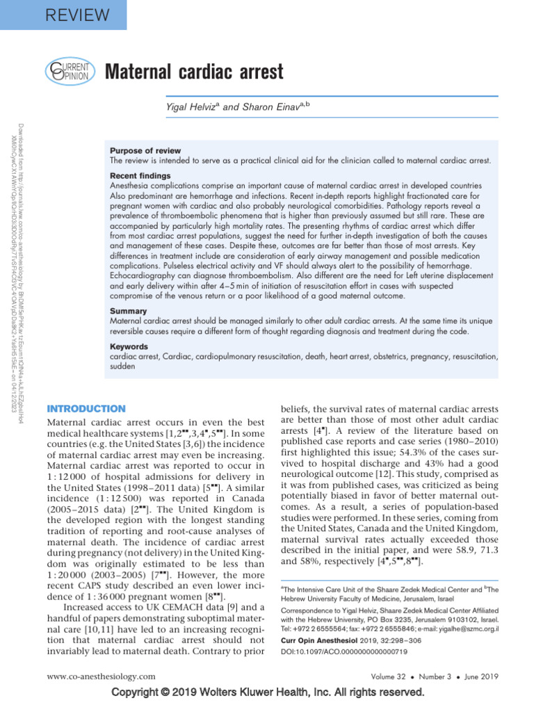 2019 Maternal Cardiac Arrest | PDF | Cardiopulmonary Resuscitation ...