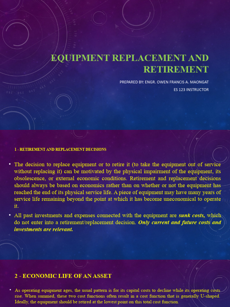 Equipment Replacement and Retirement | PDF | Cost