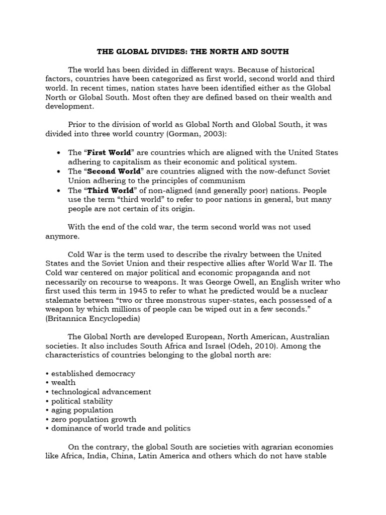 The Global Divides The North and South | PDF | Economic Growth | Social ...