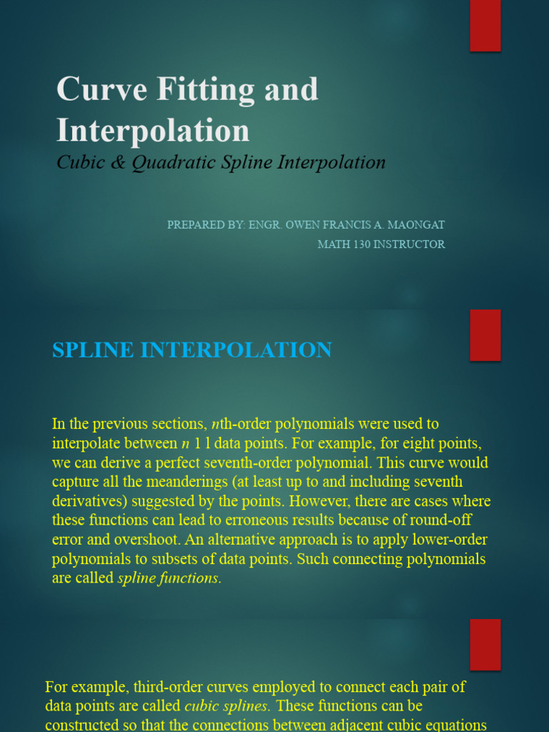 9 10 Curve Fitting And Interpolation Part 2 Pdf Spline Mathematics