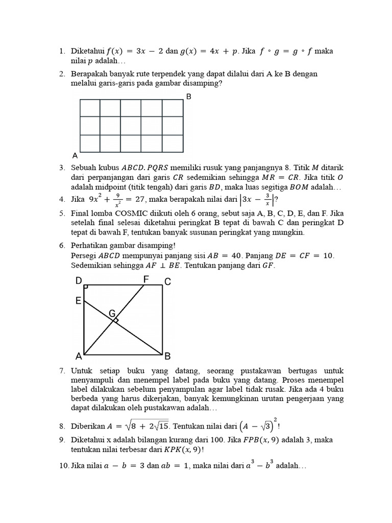 Soal Babak Semifinal Math | PDF | Griya & Taman | Seni