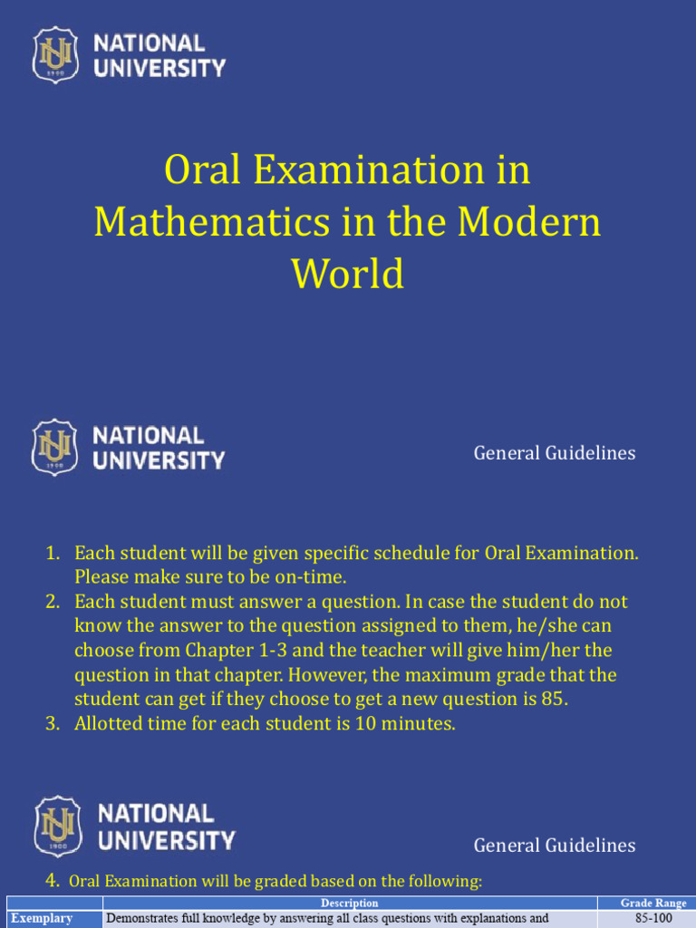 Oral Examination in MMW | PDF