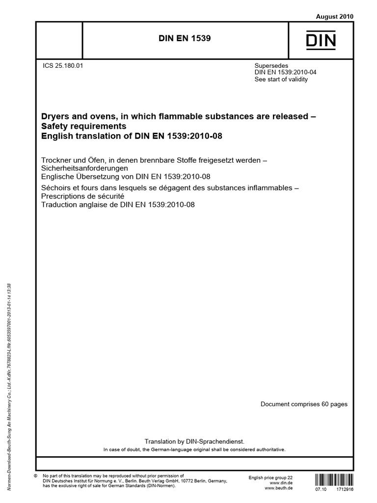 EN 1539-2010-8 - Dryer and Oven in Flammable Gas | PDF | Physical ...