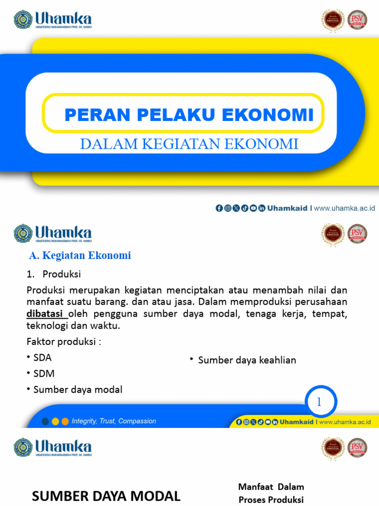 Peran Pelaku Kegiatan Ekonomi - X | PDF