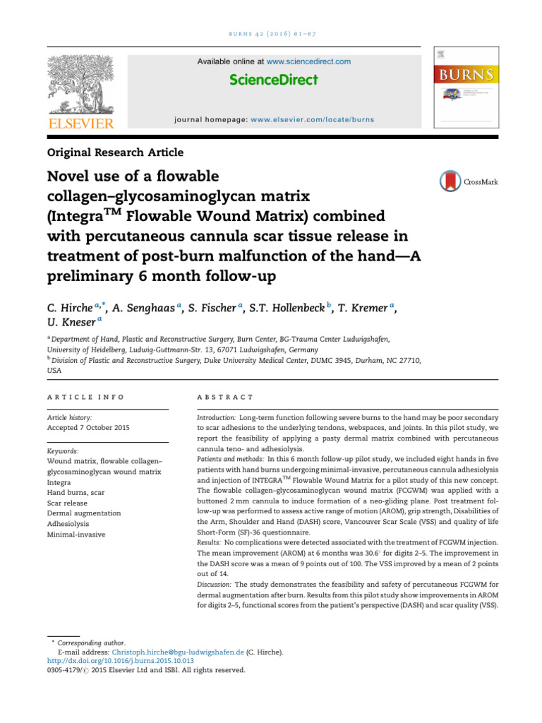 Sciencedirect: Original Research Article | PDF | Scar | Surgery