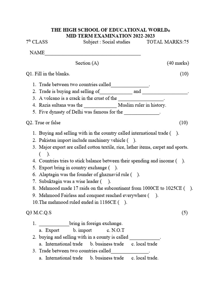 Class 7 SST | Download Free PDF | Economies | Trade