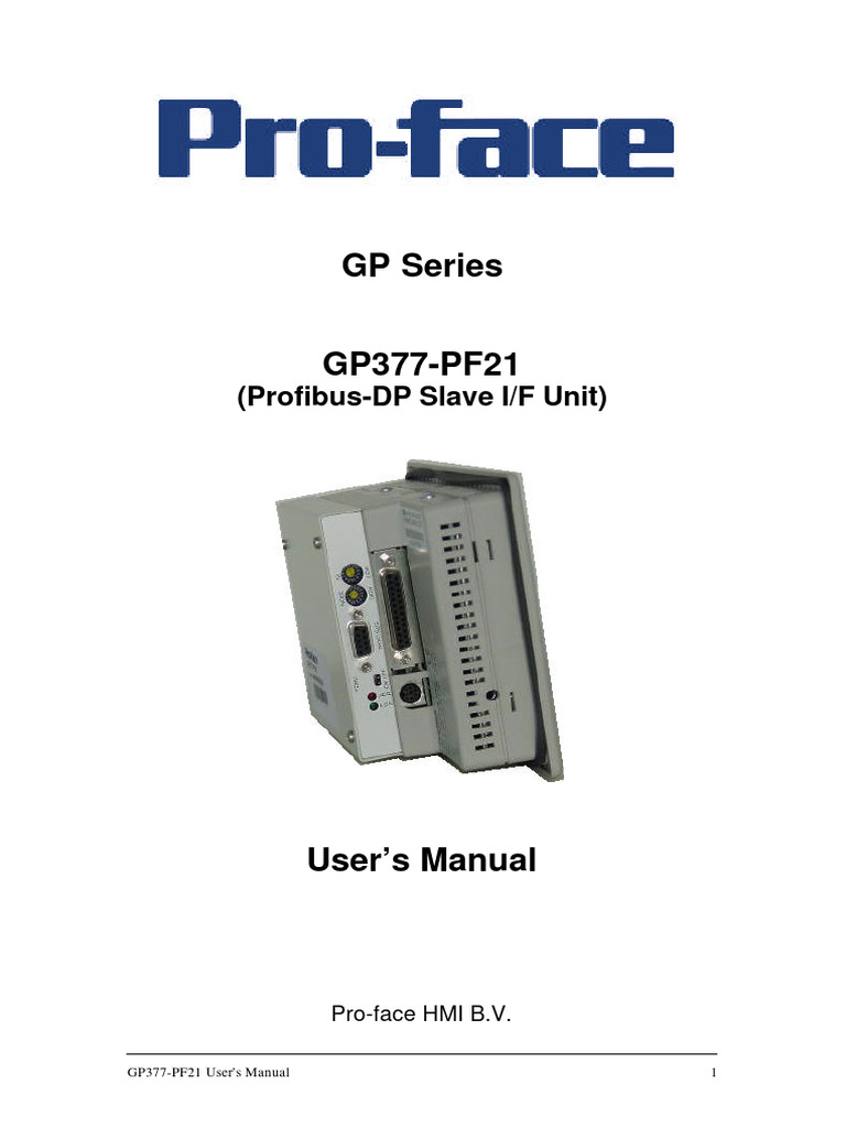 GP377-PF21 PROFIBUS DP Slave Unit Users Manual | PDF | Programmable Logic Controller | Bit Rate