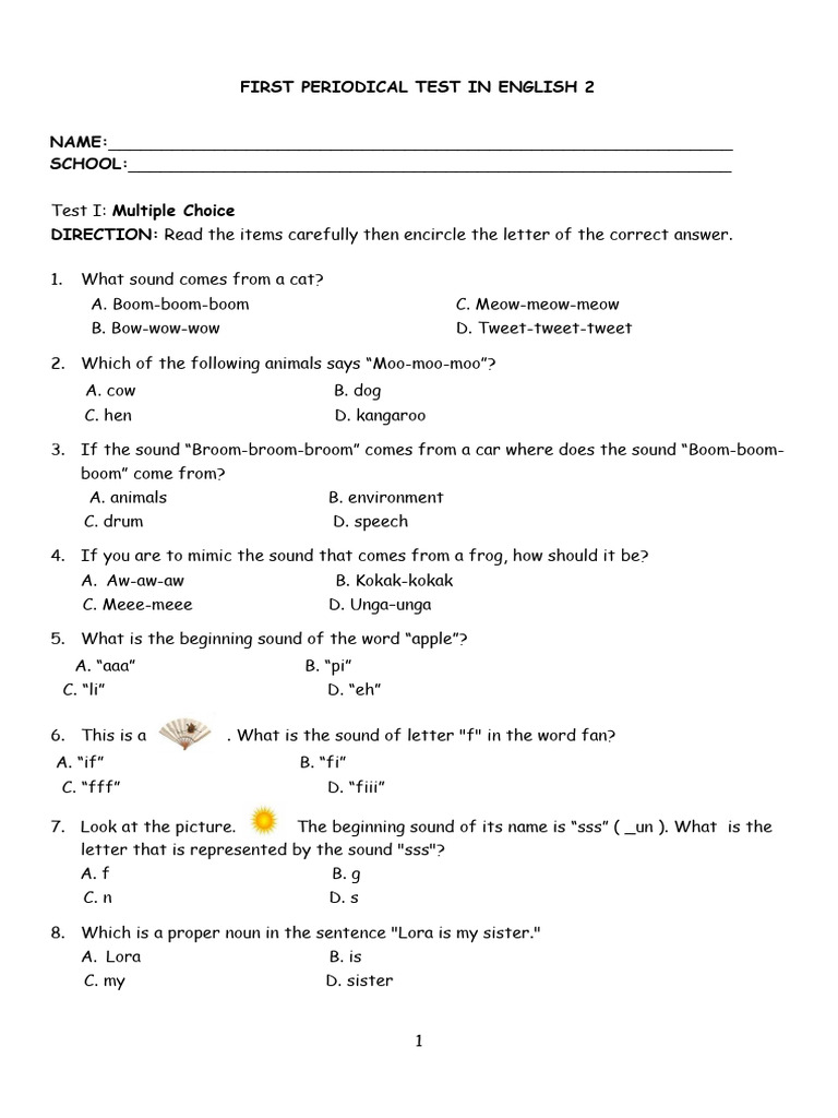 ENGLISH 2-Q1 Test EDITED | PDF