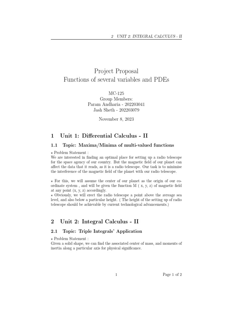Calc 2 Project Proposal | Download Free PDF | Integral | Normal ...